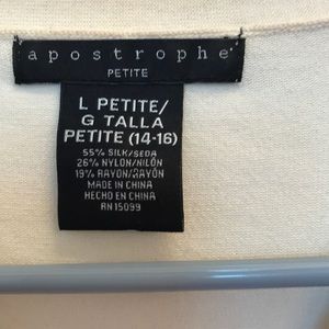Apostrophe | Sweaters | Apostrophe Petite Womans Cream Color Sweater ...